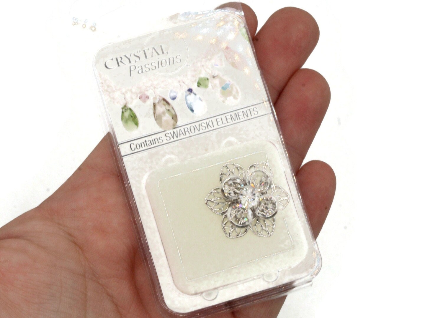 Crystal Passions Swarovski Elements Silver Flower with 5 Clear Crystals ... Crystal Passions Swarovski Elements Silver Flower with 5 Clear Crystals ...