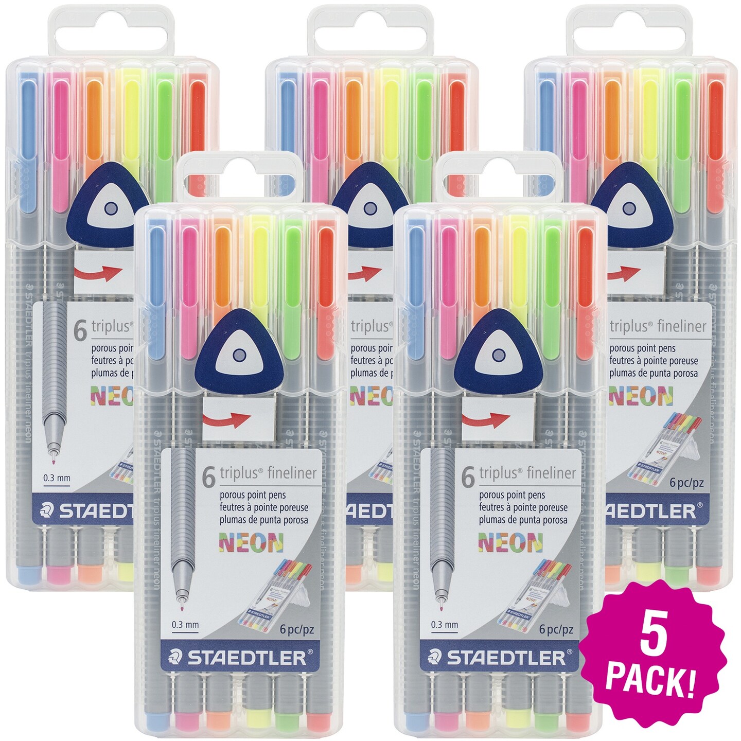 Multipack of 5 - Triplus Fineliner Pens 6/Pkg-Neon | Michaels