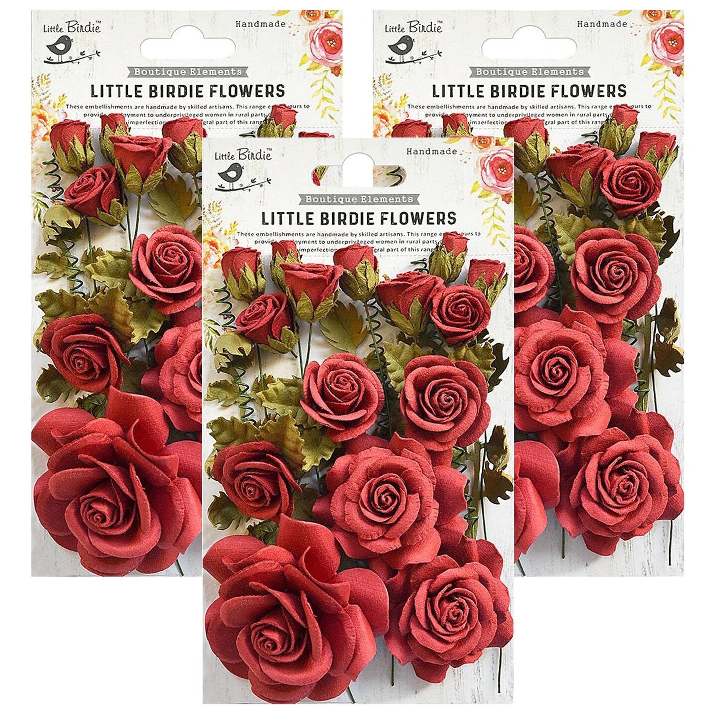 Pack of 3 - Little Birdie Rosalind Paper Flowers 21/Pkg-Rosalind ...
