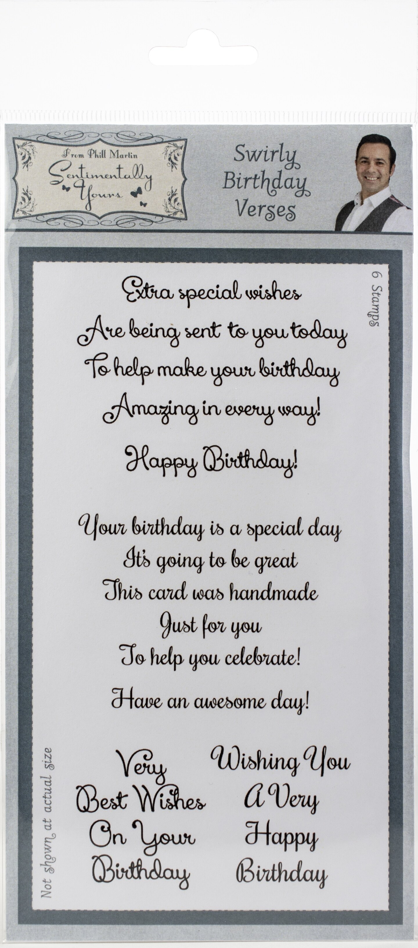 Sentimentally Yours By Phill Martin Clear Stamp Set-Swirly Birthday ...