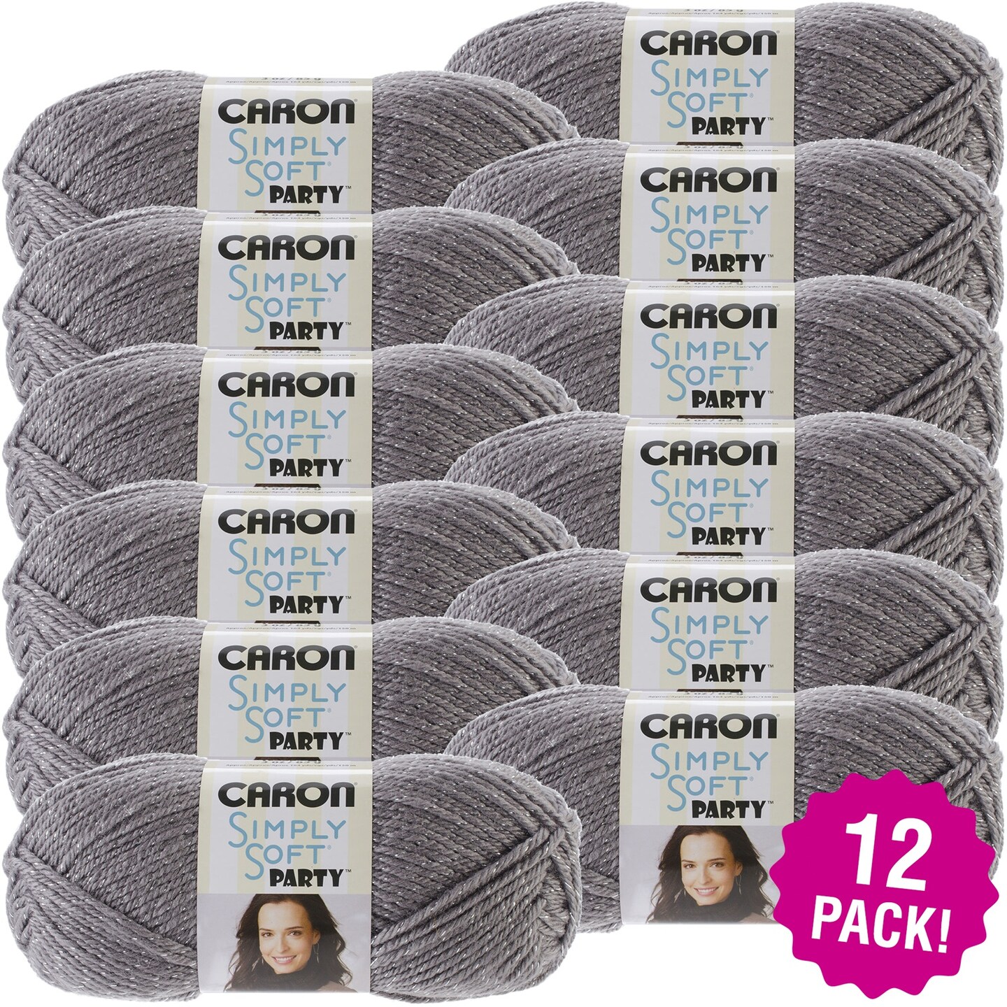 Multipack of 12 - Caron Simply Soft Party Yarn-Platinum Sparkle | Michaels