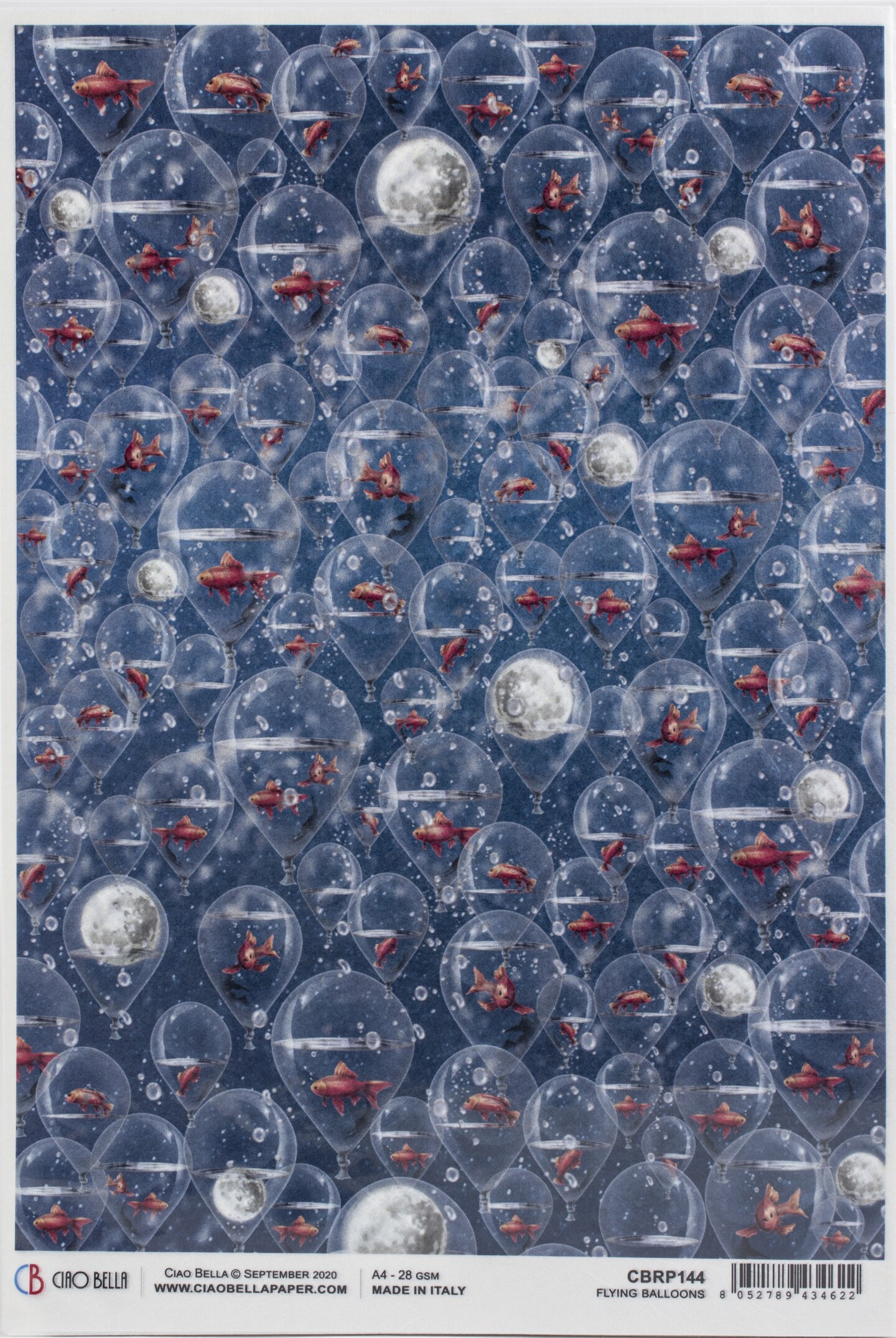 Ciao Bella Rice Paper Sheet A4 5/Pkg-Flying Balloons, Moon & Me | Michaels