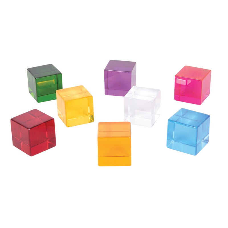 Perception Cubes - Set of 8 - Assorted Colors - Transparent ...