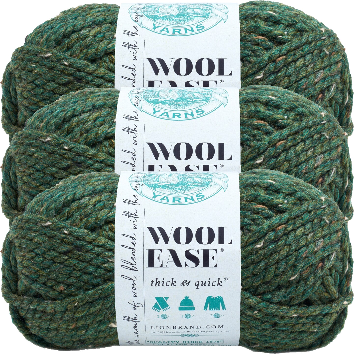 (3 Pack) Lion Brand Wool-Ease Thick & Quick Yarn - Kale | Michaels