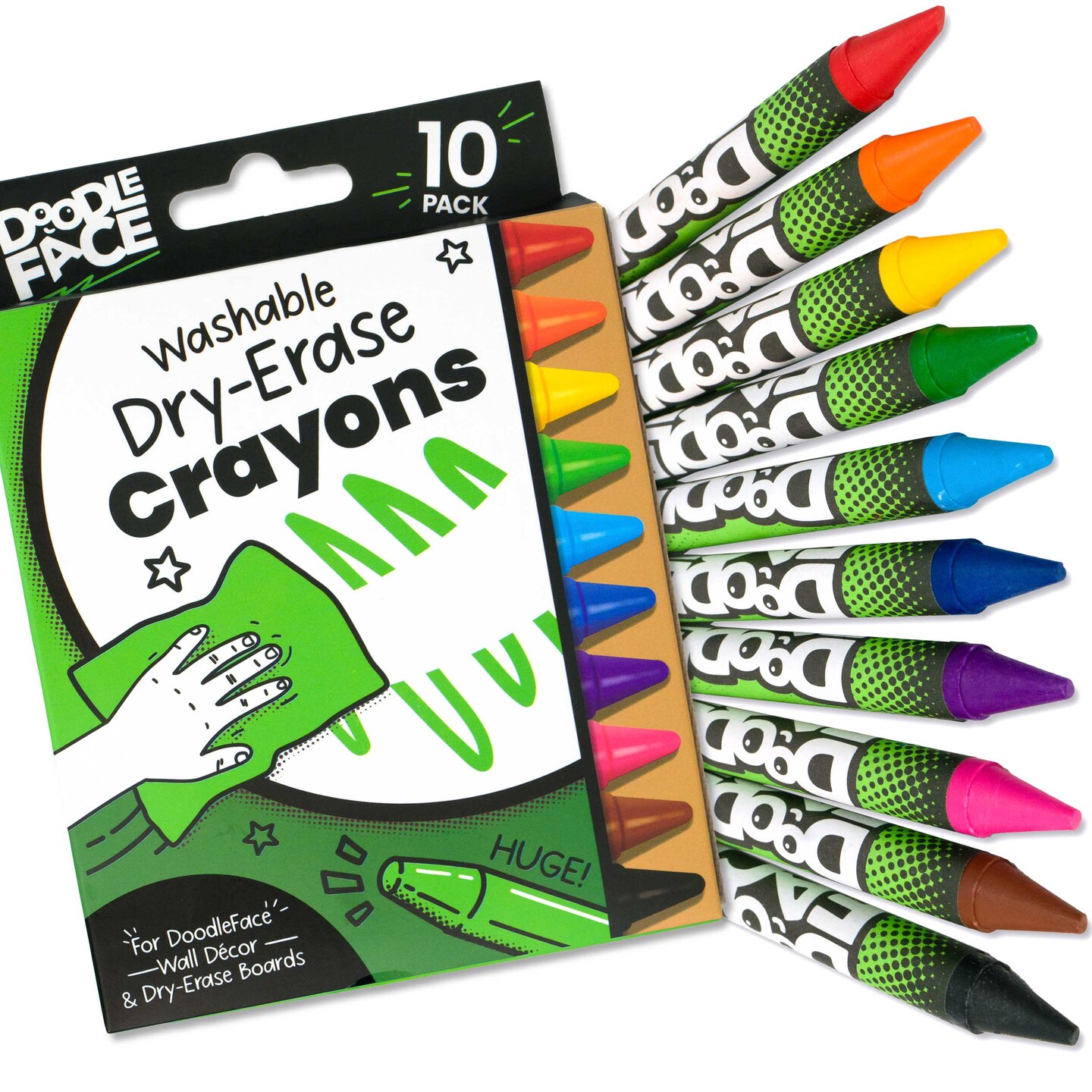 Huge Dry-Erase Kids Crayon 10 Pack ︱ Color & Wipe ︱ DoodleFace | Michaels