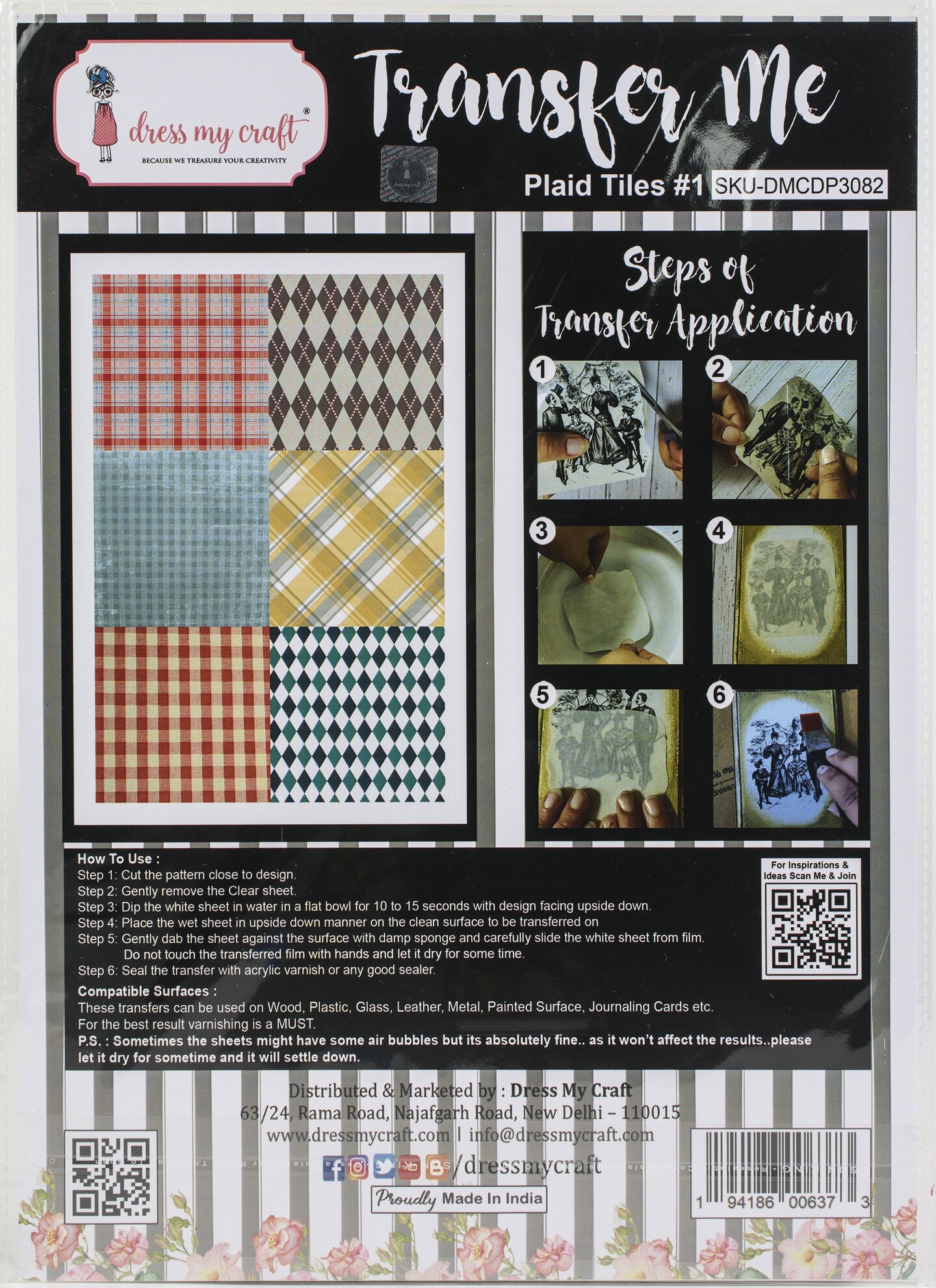 Dress My Craft Transfer Me Sheet A4-Plaid Tiles #1 | Michaels