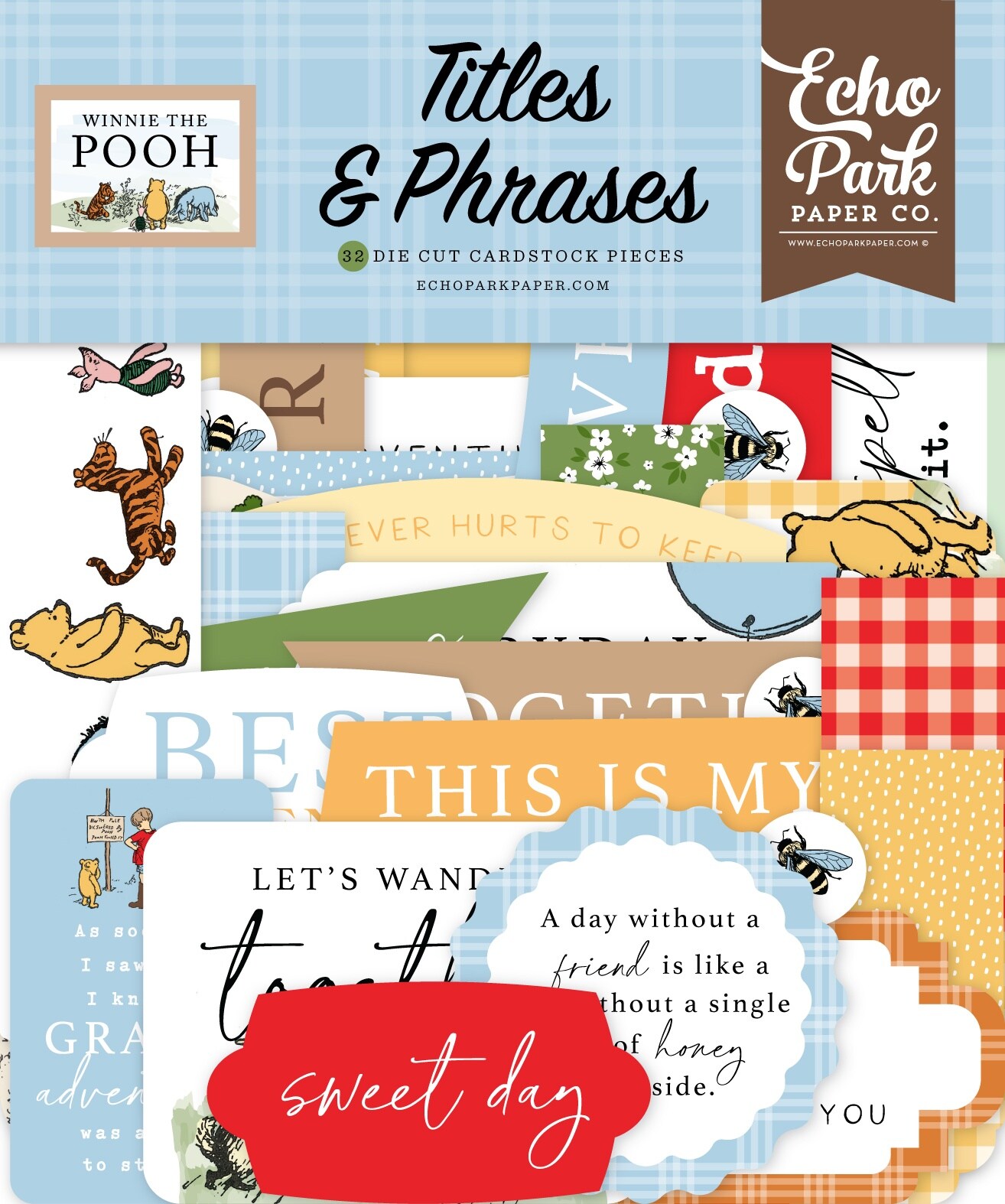 Echo Park Cardstock Ephemera 33/Pkg-Titles & Phrases, Winnie The Pooh ...