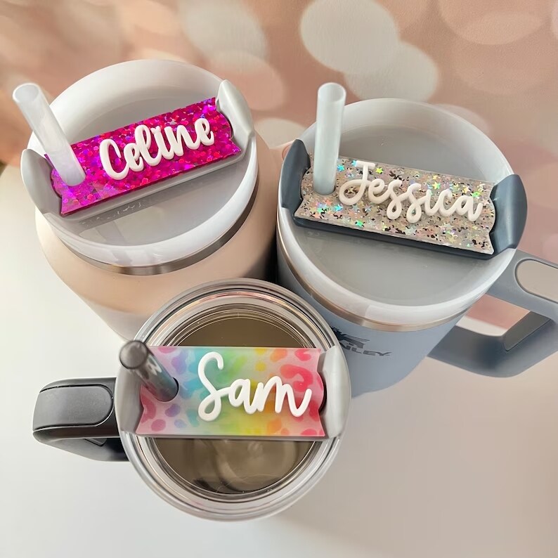 30 oz Stanley Name Plate, Personalized Tumbler ID Tag, Straw Topper ...