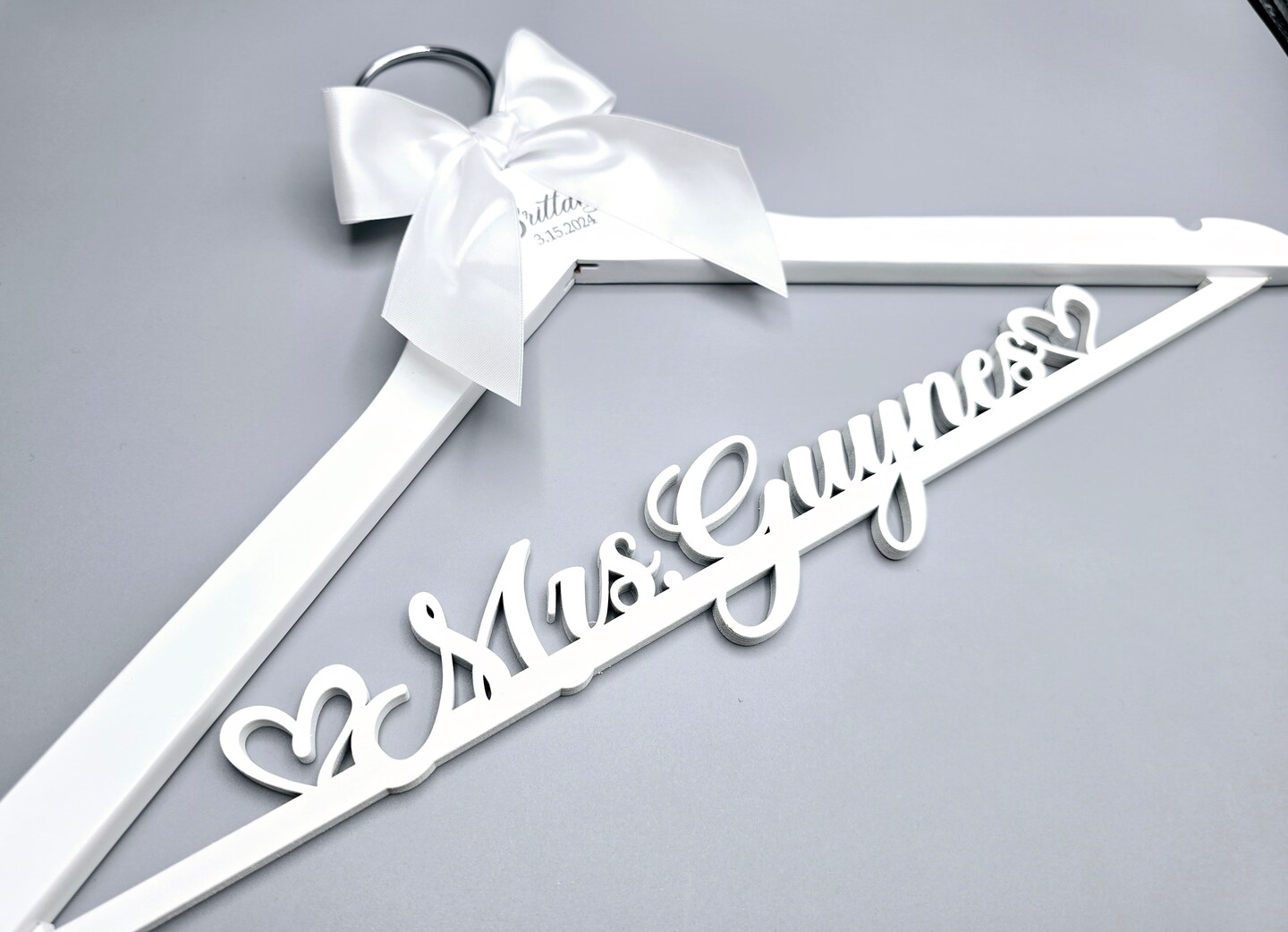 Laser Cut, date engraved Wedding Dress Custom Hanger for Bride single ...