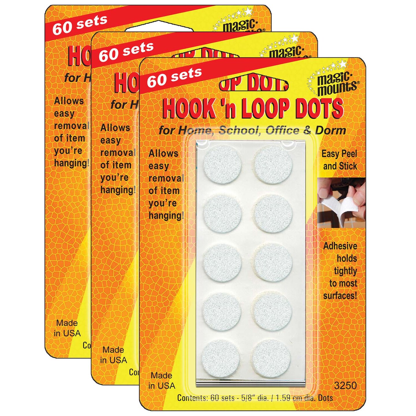 Hook 'n Loop, 5/8" Dots, 60 Sets Per Pack, 3 Packs | Michaels