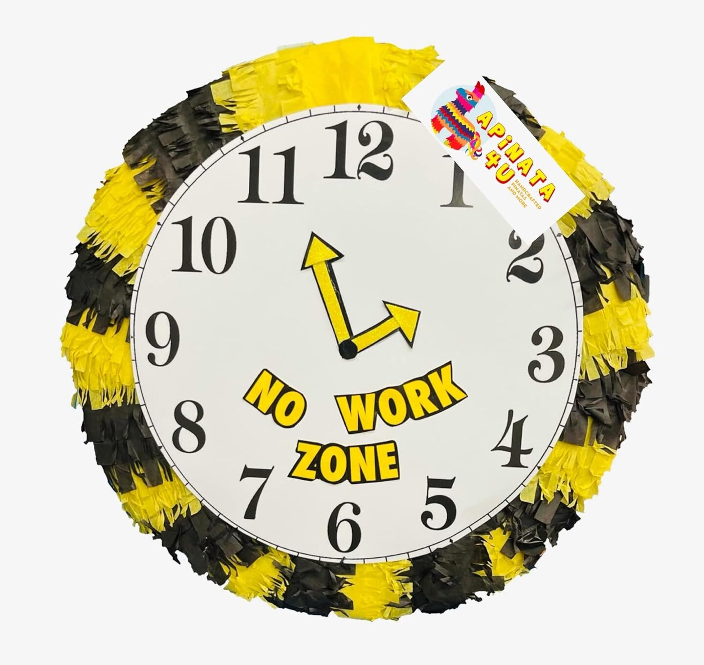 No Work Zone Birthday Party Pinata Retirement Themed Black and Yellow ...