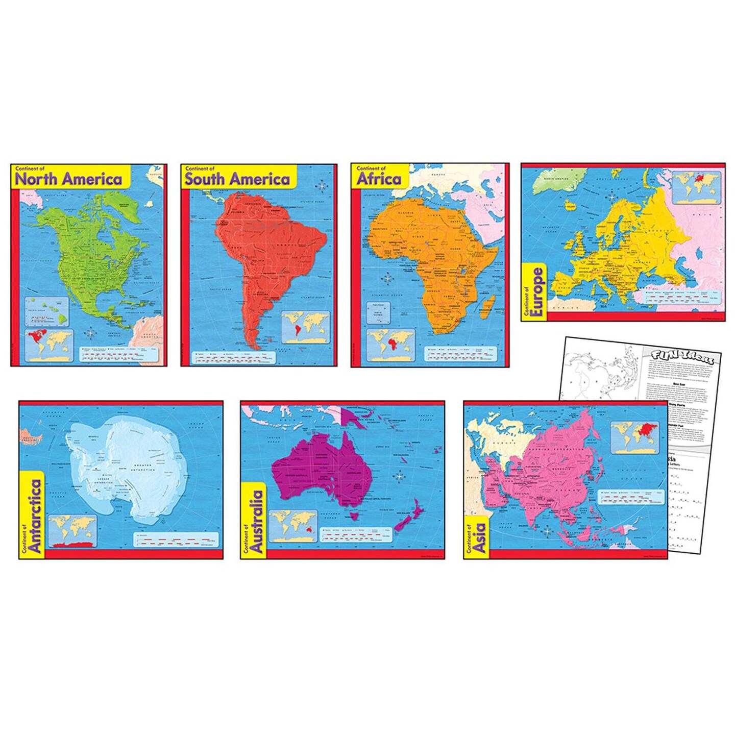 Continents Learning Charts Combo Pack, Set of 7 | Michaels