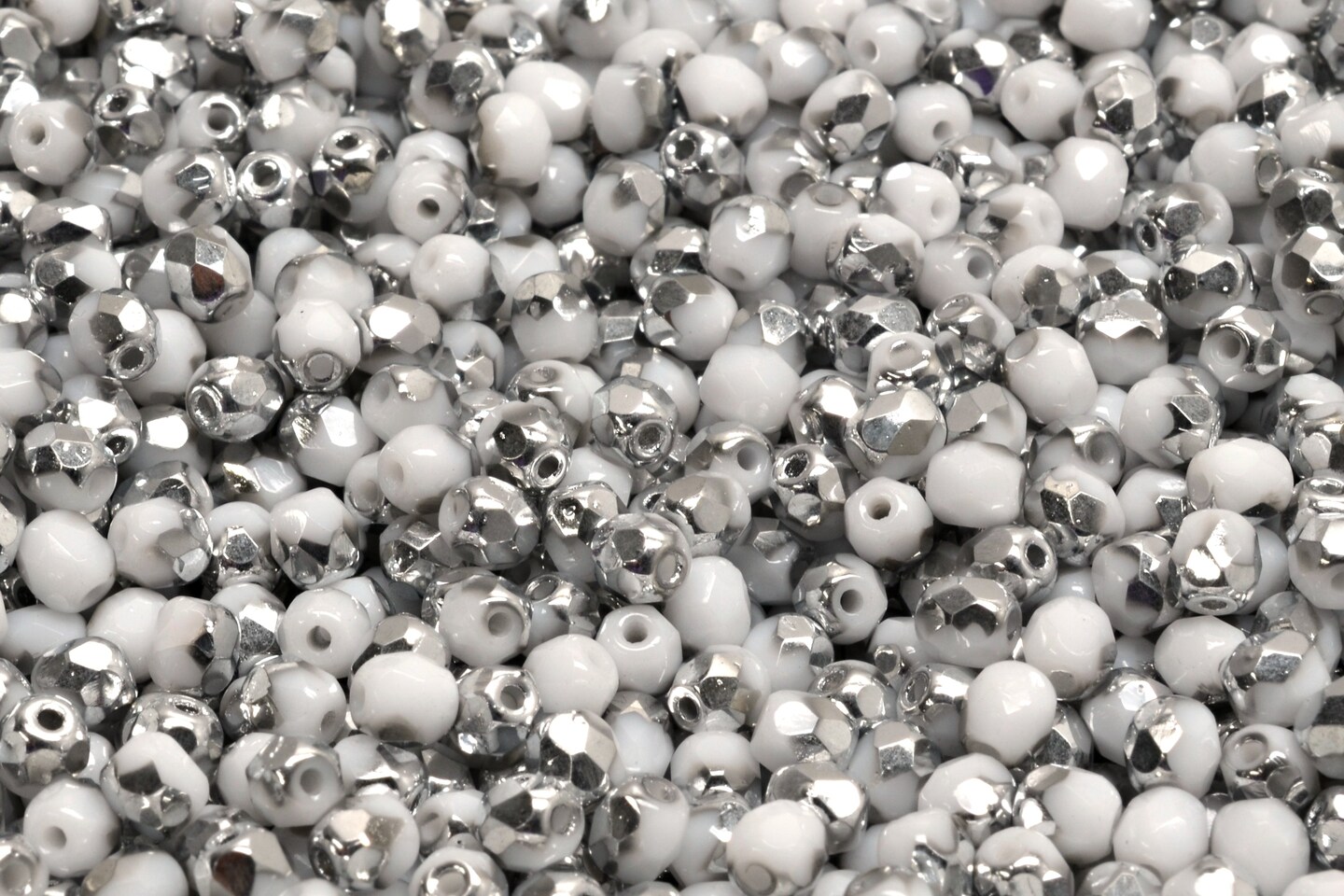4mm Czech Fire Polish Beads, White Labrador, 50 pieces | Michaels