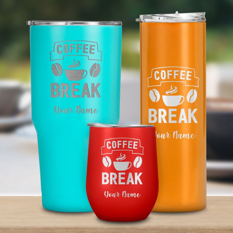 Personalized Coffee Break Tumbler Cup, Coffee Mug, Stainless Steel ...