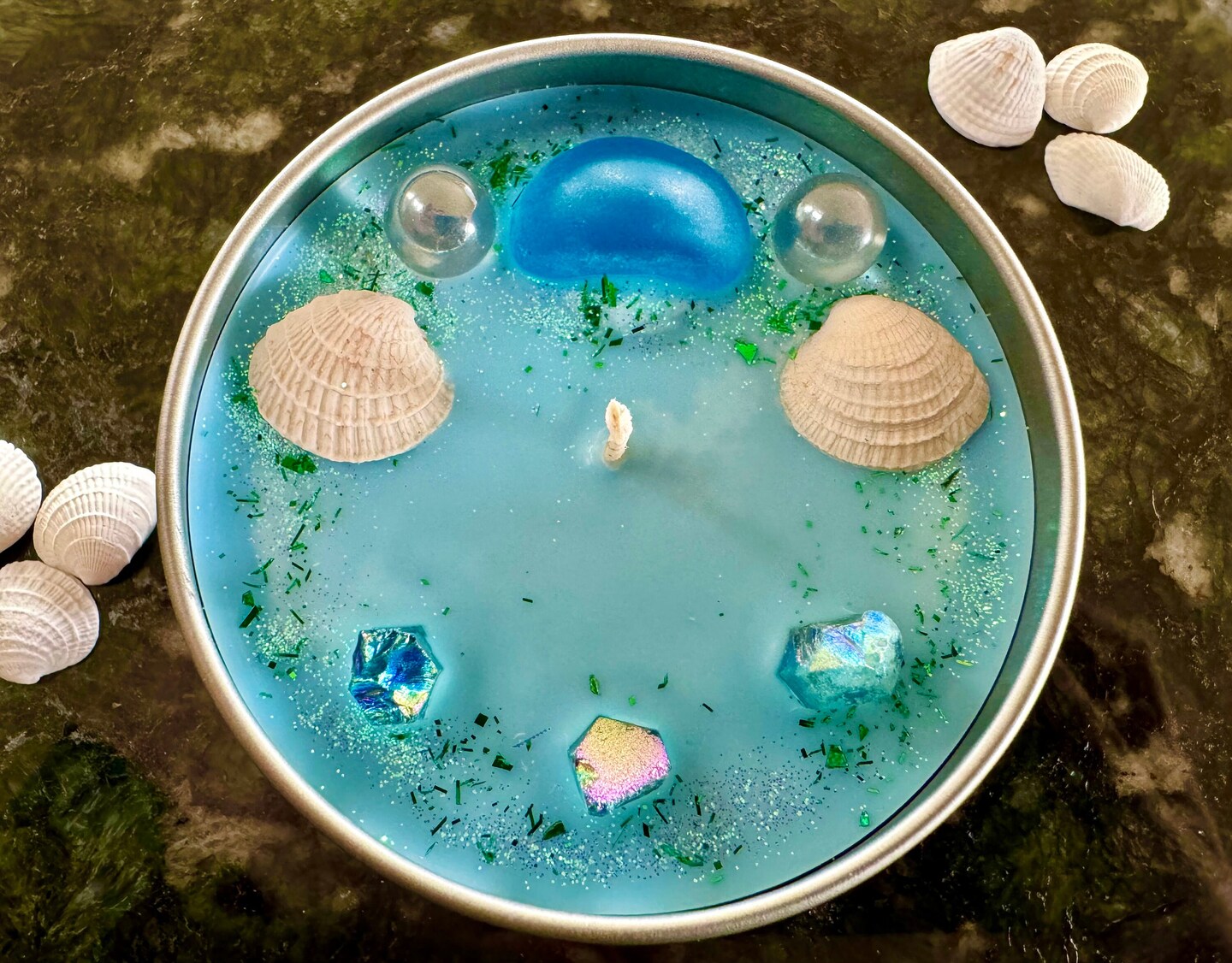 Ocean Goddess, Sea Witch Candle, crystal and shell infused. Enchanted ...