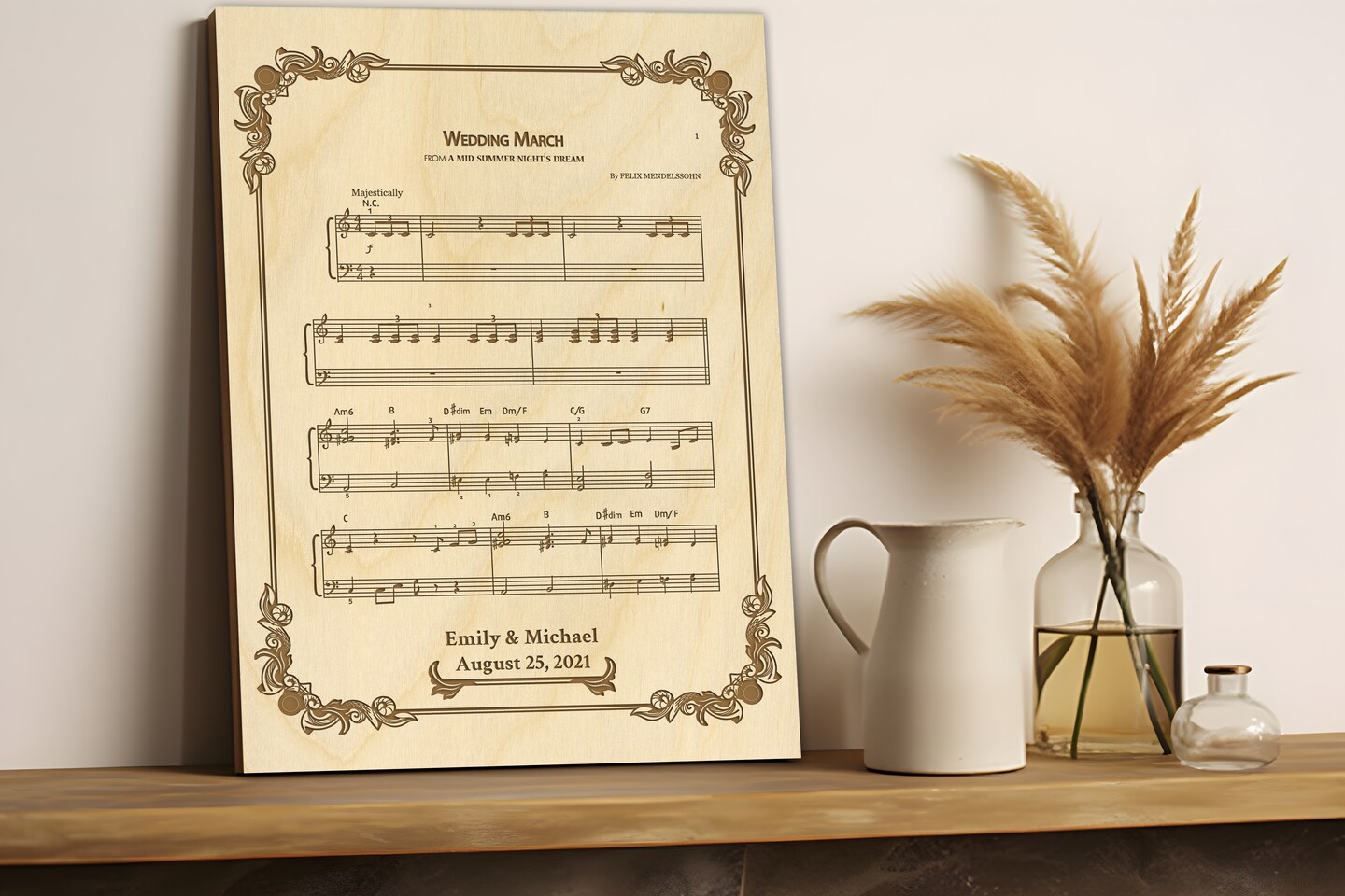 Anniversary Gift, Custom Engraved Music Sheet on Wood Panel, Wedding ...