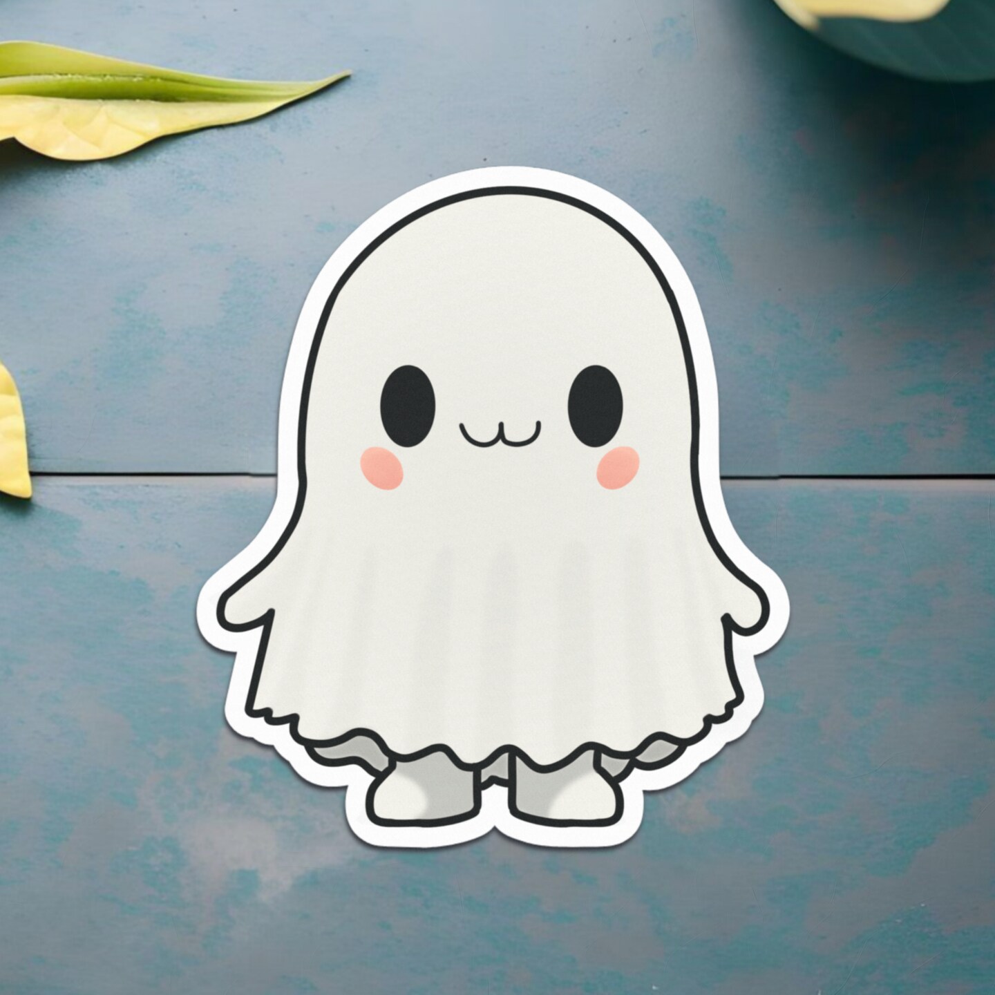 Kawaii Ghost Sticker | Adorable Spooky Ghost with Cheeks Design | Cute ...
