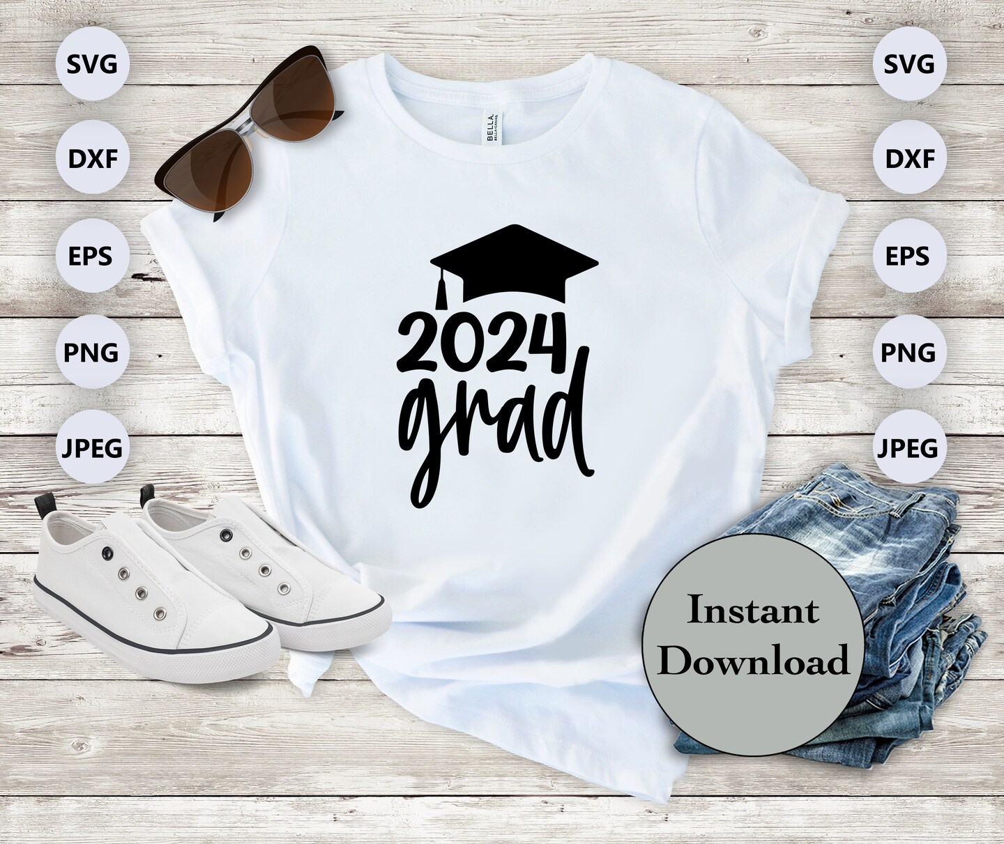Graduation Decor SVG PNG DXF EPS JPG File Bundle Digital Download, 2024 ...