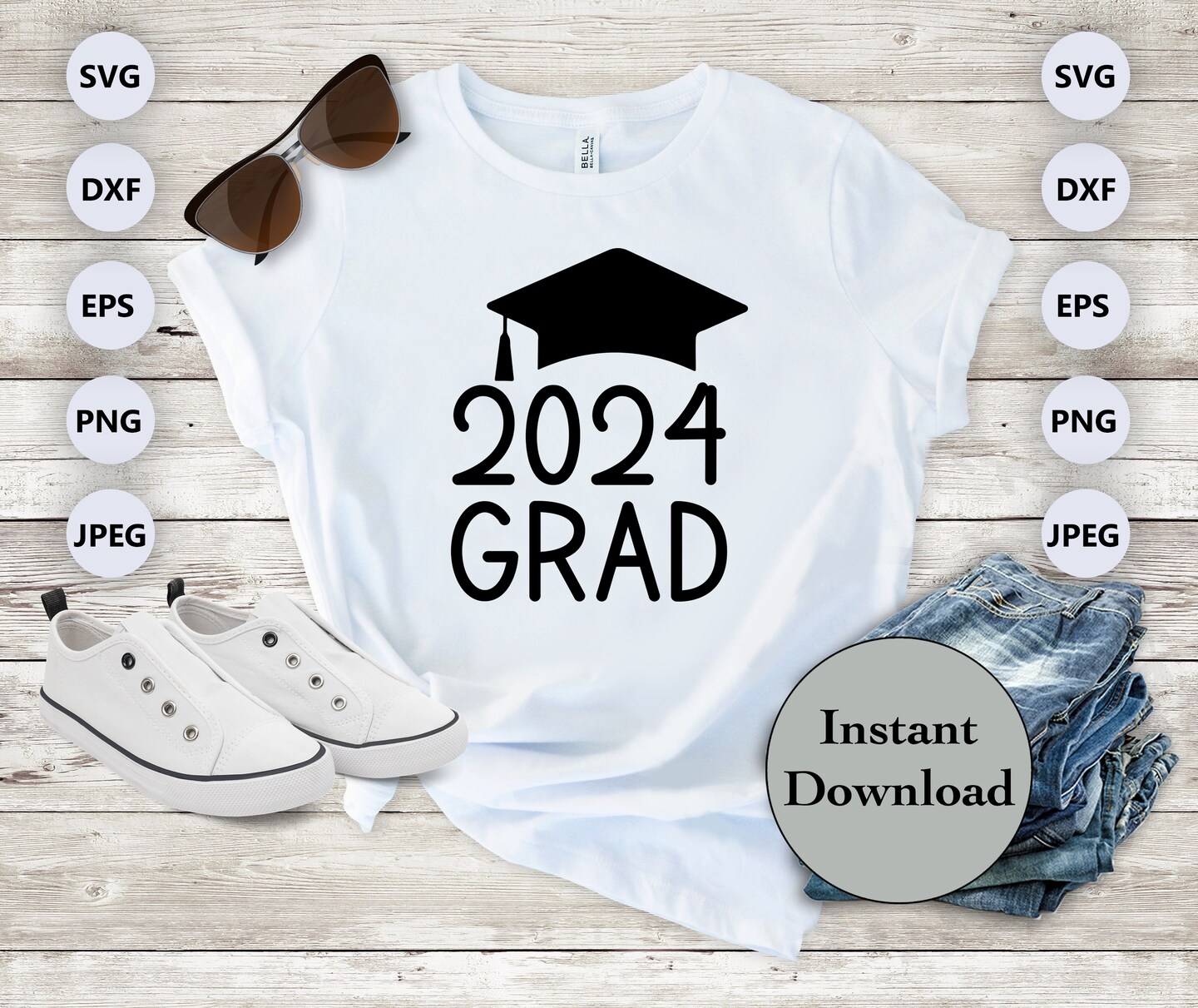 Graduation Decor SVG PNG DXF EPS JPG File Bundle Digital Download, 2024 ...