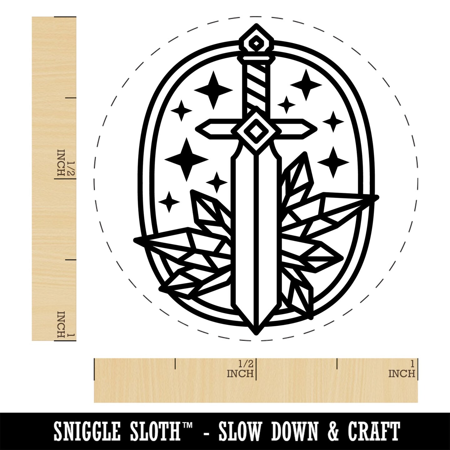 Magical Sword and Crystals Self-Inking Rubber Stamp Ink Stamper for ...