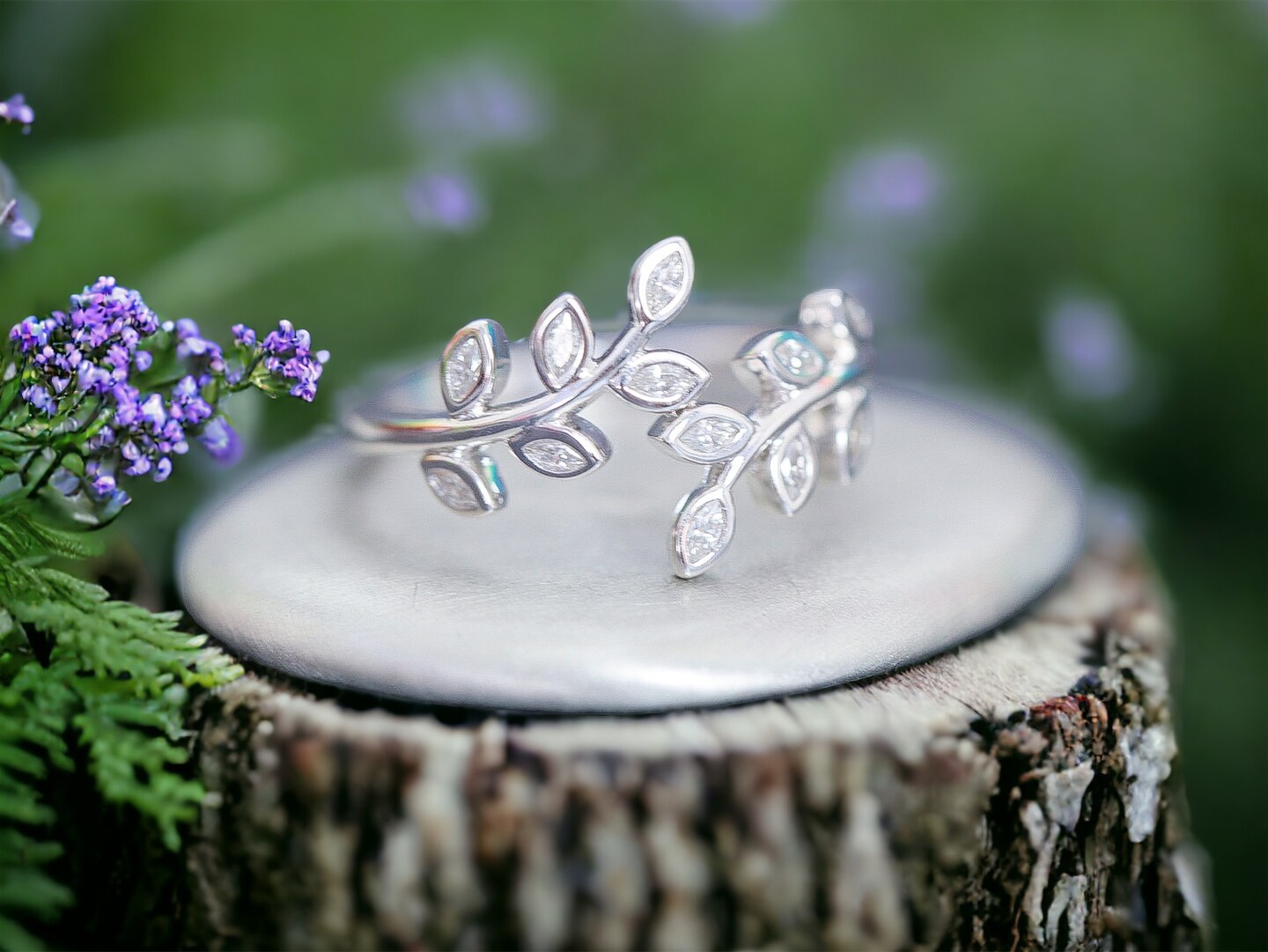 Cremation Ring for Ashes • The “Kelsey” Ring • Moissanite Leaf Bypass ...