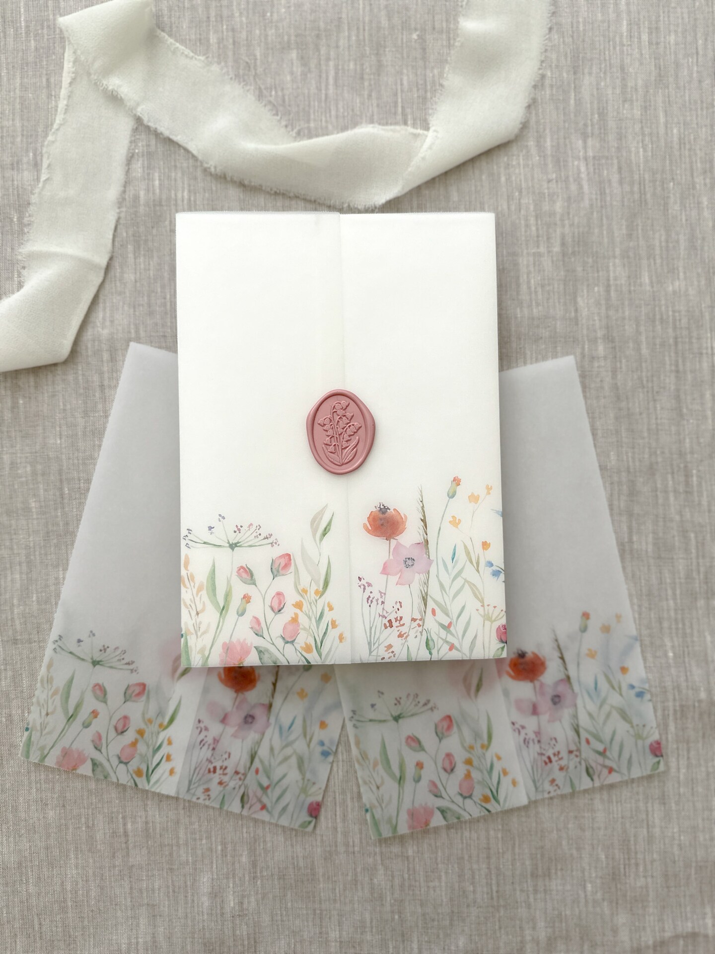 Colorful wildflower vellum jackets, Vellum wraps, Wedding invitation ...