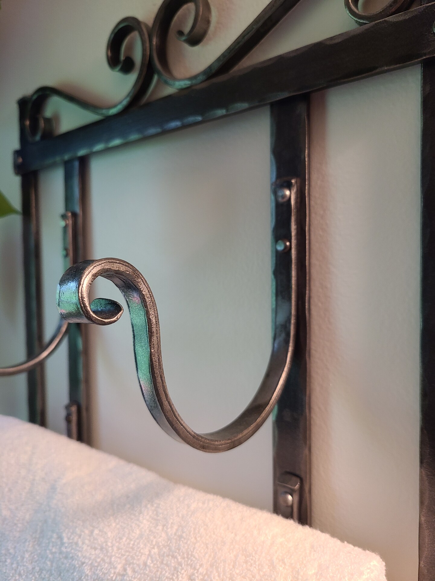 Forged iron bath rack store