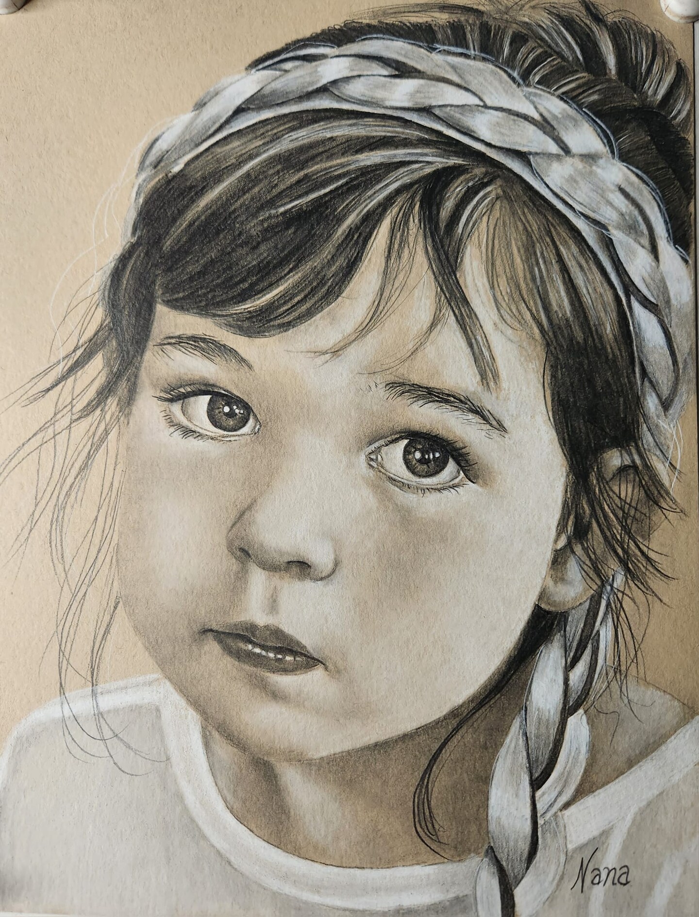 Custom Portraits Hand Drawn from Photographs - Black and White on Tan ...