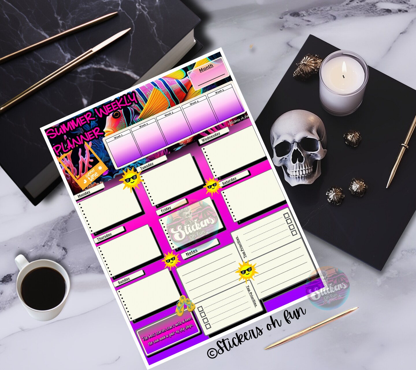 Daily Weekly Planner: Summer Sunshine Planner for Daily and Weekly ...