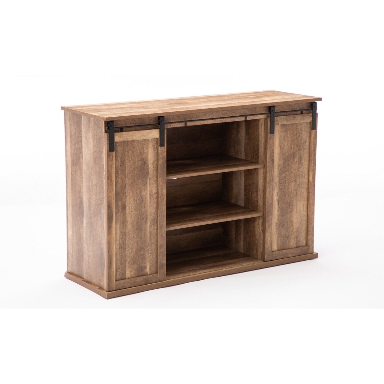 Saltoro Sherpi Rustic Media Cabinet with Barn Door and Open Storage ...