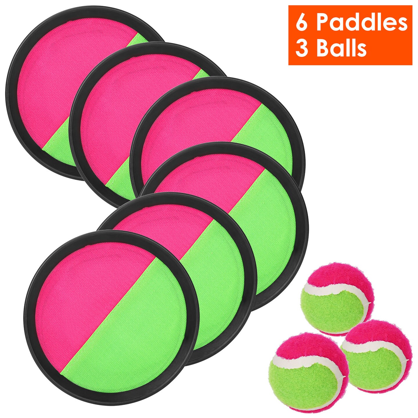 3 Sets Toss Catch Ball Game Paddles 6 Paddles 3 Balls Outdoor Beach Fun ...
