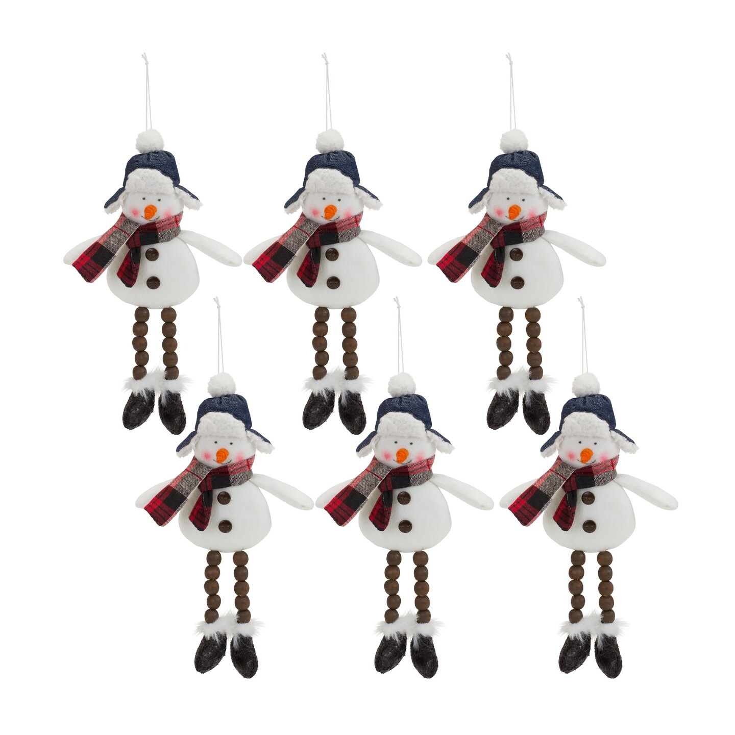 Melrose Set of 6 Snowman Christmas Figure Ornaments 10", Color: White ...