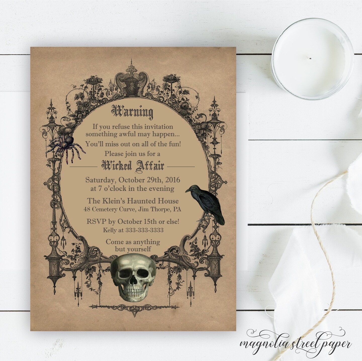 Goth Halloween Party Invitation, Costume Masquerade Invite, Spooky ...