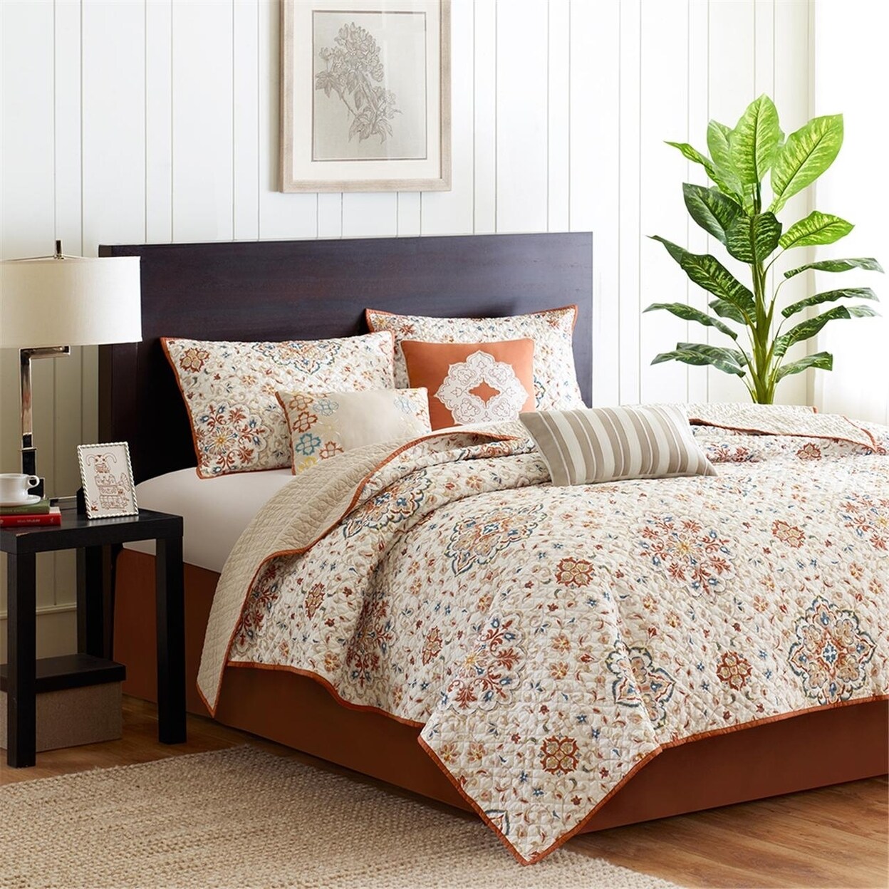 Gracie Mills 6 Piece Printed Quilt Set with Throw Pillows - GRACE-3085 ...