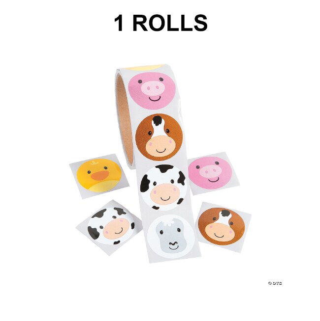 Farm Animal Face Sticker Roll 100 Pc. | Michaels