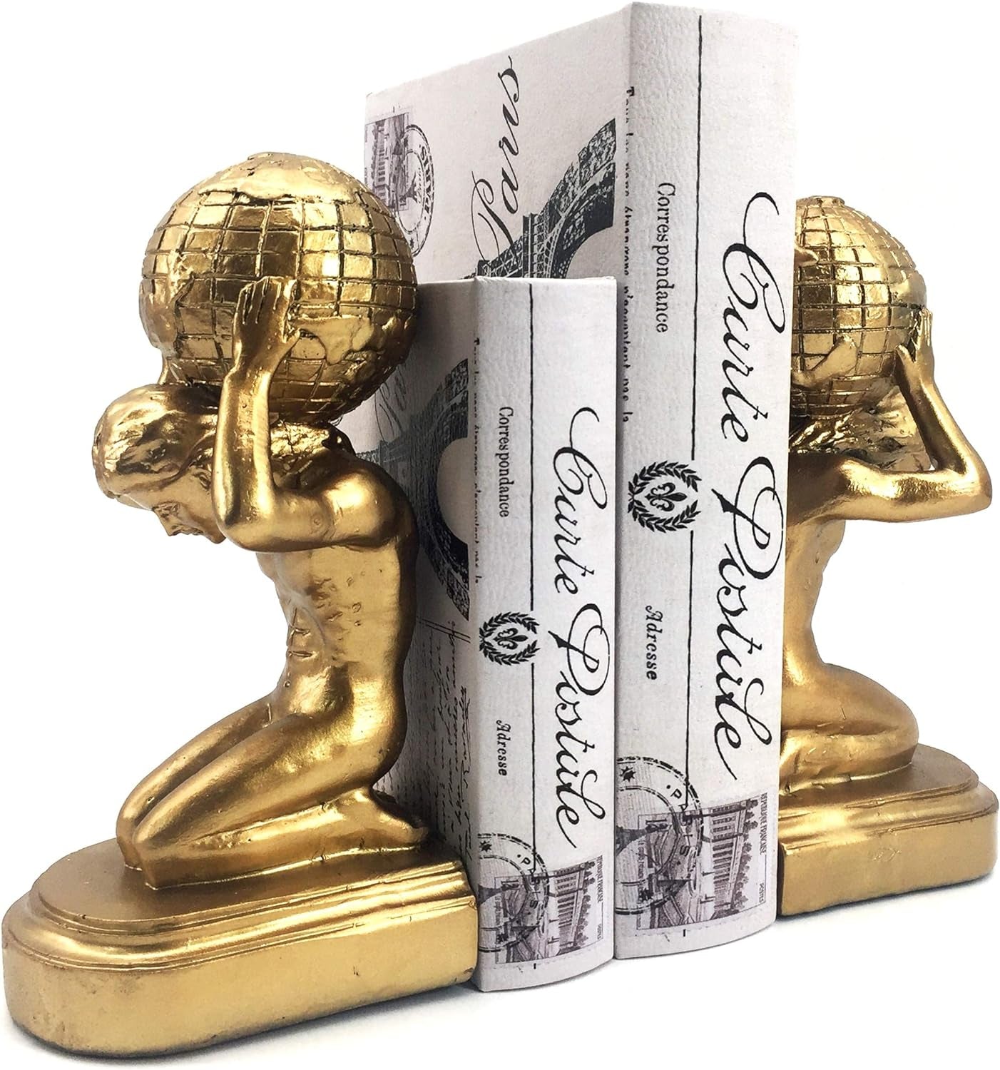 22968 Decorative Bookends Atlas Globe Greek Statues European Art Book ...