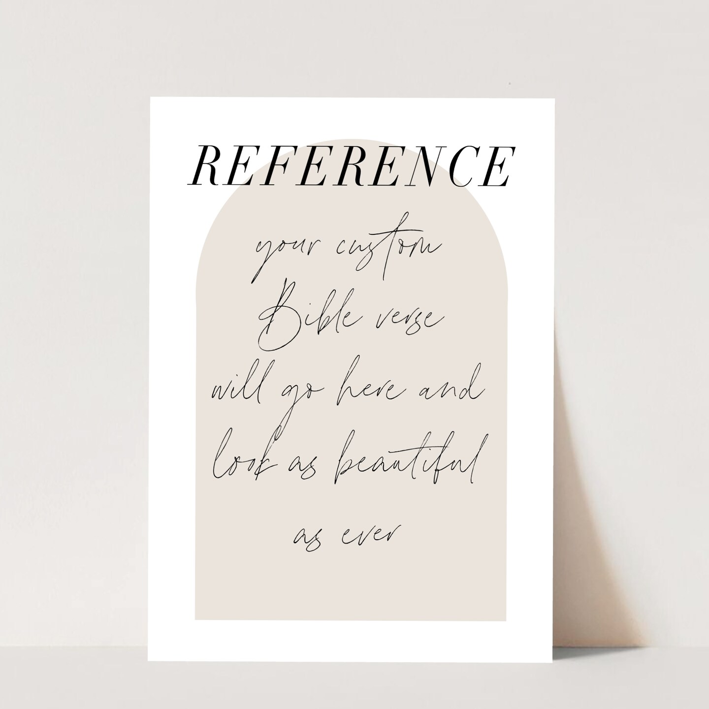 Custom Personalized Bible Verse Minimal Boho Beige Arch Script ...