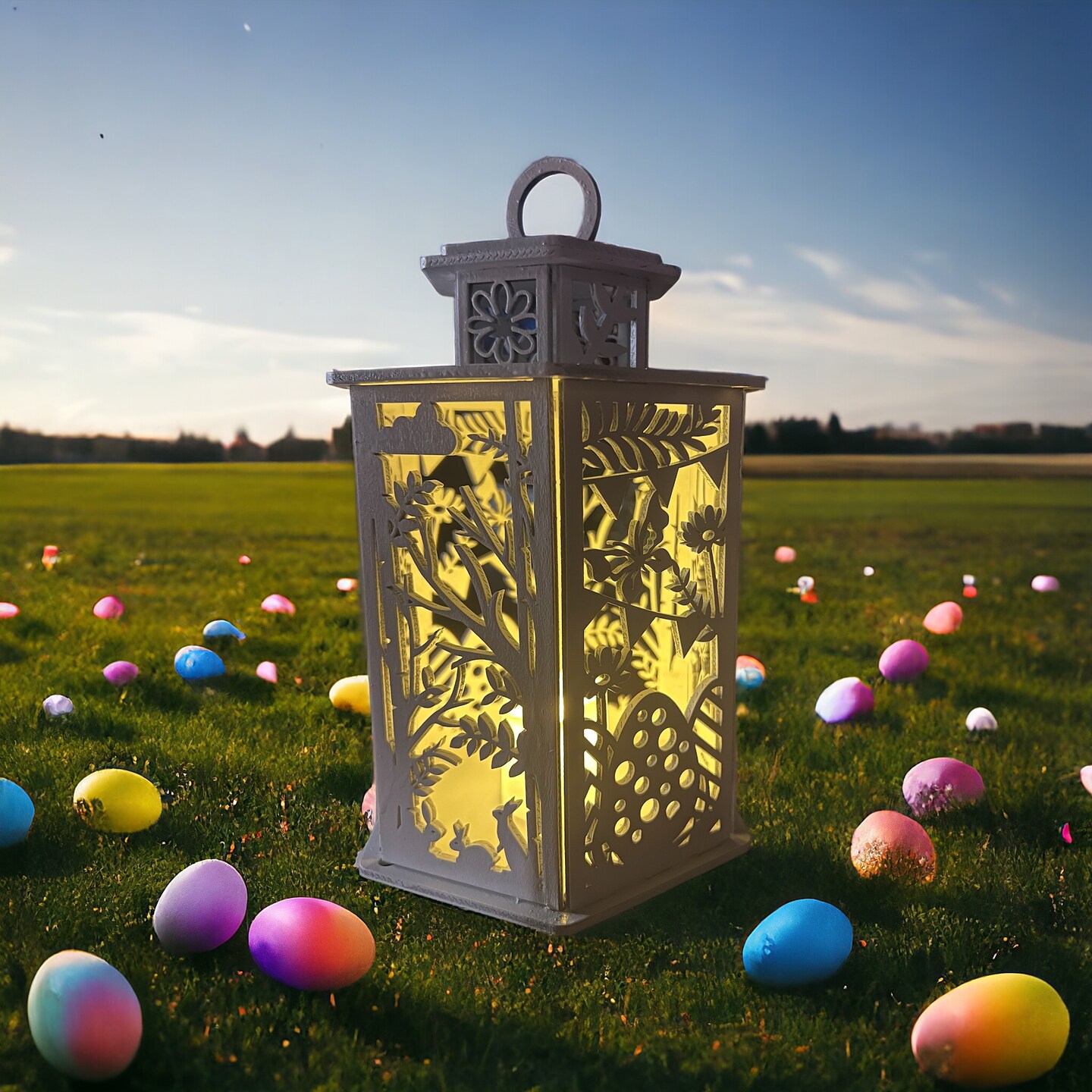 "Easter Glow: Wooden Lanterns with Laser-Cut Designs and Flameless ...
