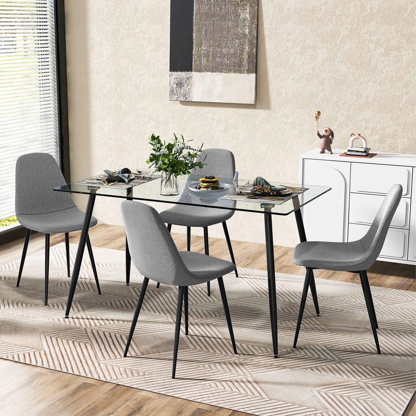 Modern Glass Rectangular Dining Table with Metal Legs Michaels