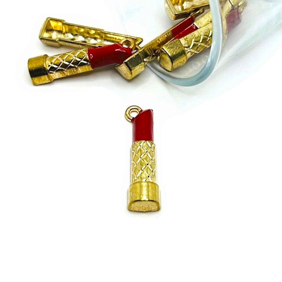 4 or 12 Pieces: Red and Gold Lipstick Makeup Charms | Michaels