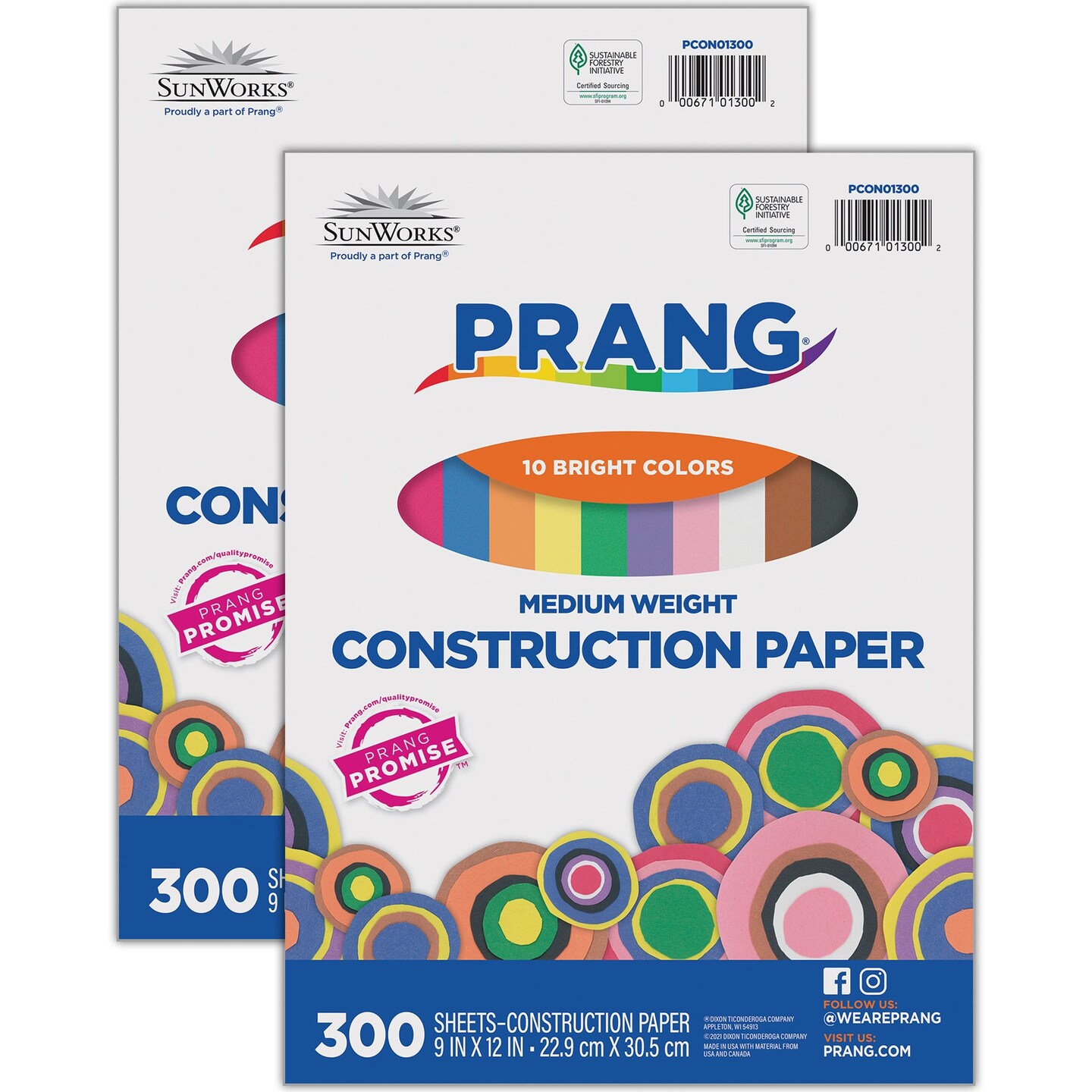 Construction Paper, 10 Assorted Colors, 9" x 12", 300 Sheets Per Pack ...