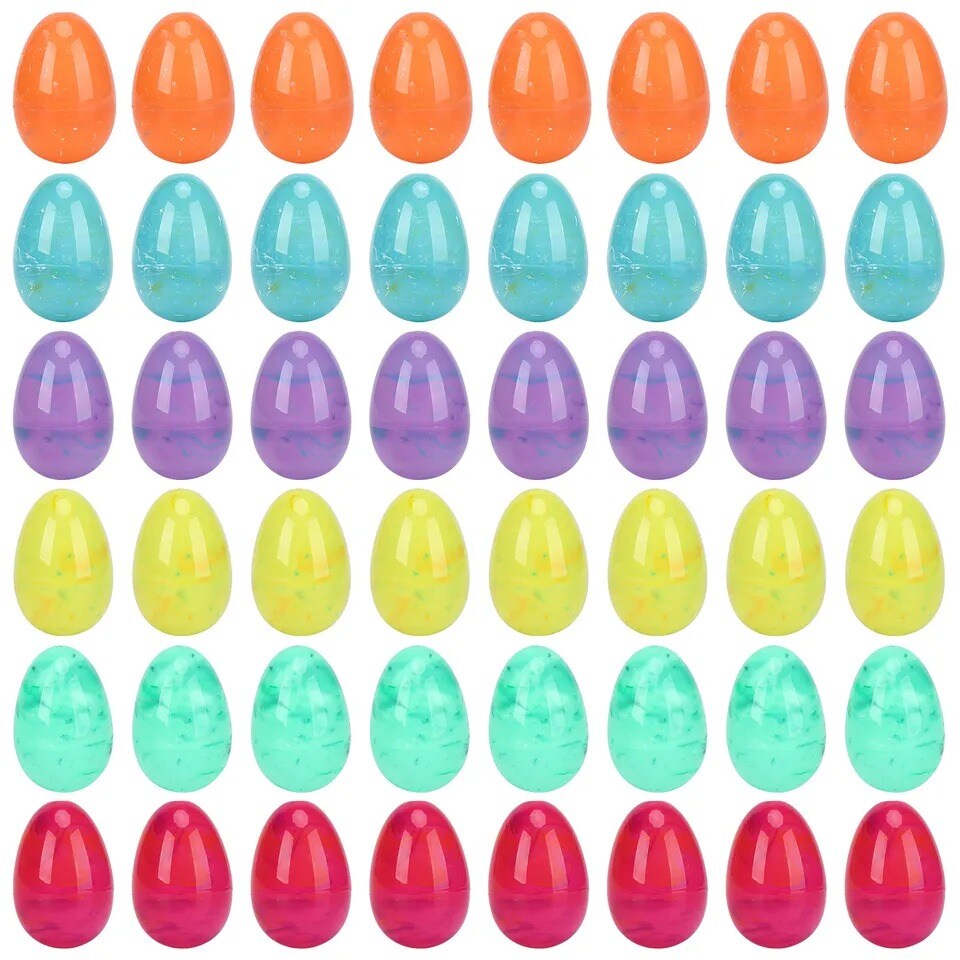 48 Easter Plastic Eggs Assorted Color Egg Hunt Prizes Pinata Party ...