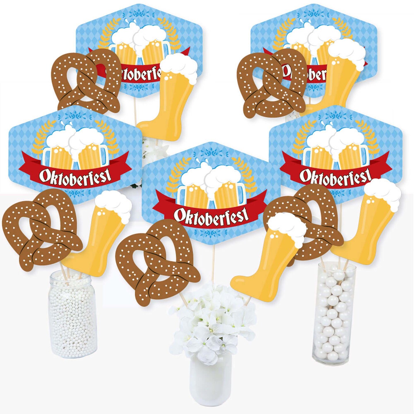 Big Dot of Happiness Oktoberfest - Beer Festival Centerpiece Sticks ...