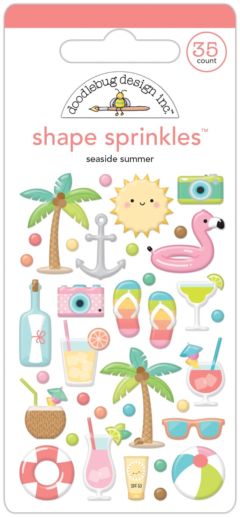 Doodlebug Sprinkles Adhesive Enamel Shapes-Seaside Summer | Michaels