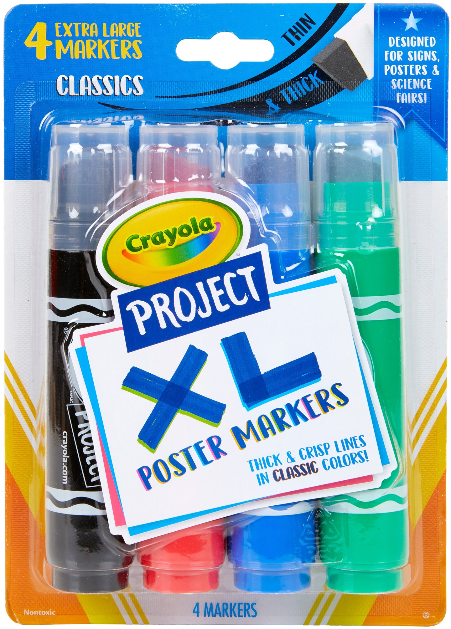 Crayola Project XL Poster Markers 4/Pkg-Classic Colors | Michaels