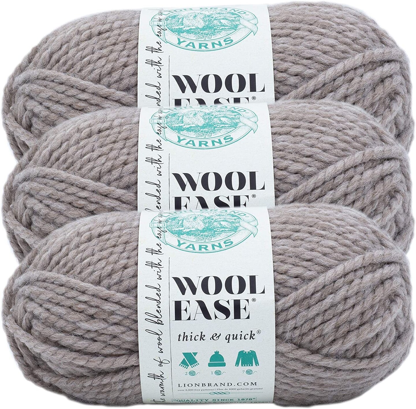 (Pack of 3) Lion Brand Wool-Ease Thick & Quick Yarn-Driftwood | Michaels
