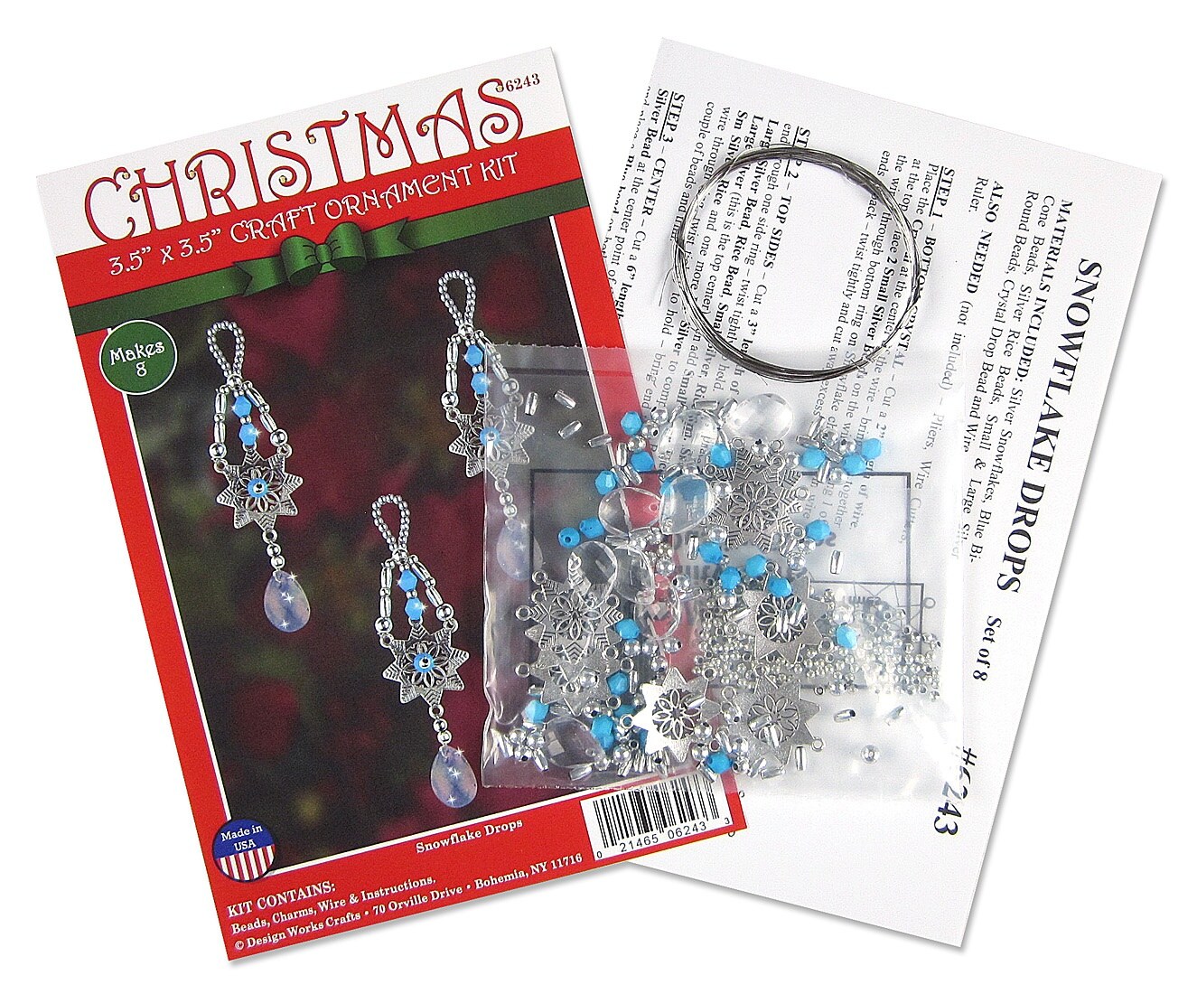 Design Works Beaded Ornament Kit 1"X3.5" Set of 8-Snowflake Drop | Michaels