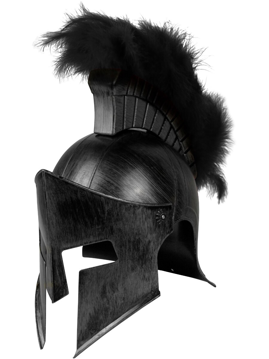 Adult's Deluxe Silver Spartan Helmet With Plume Costume Accessory ...