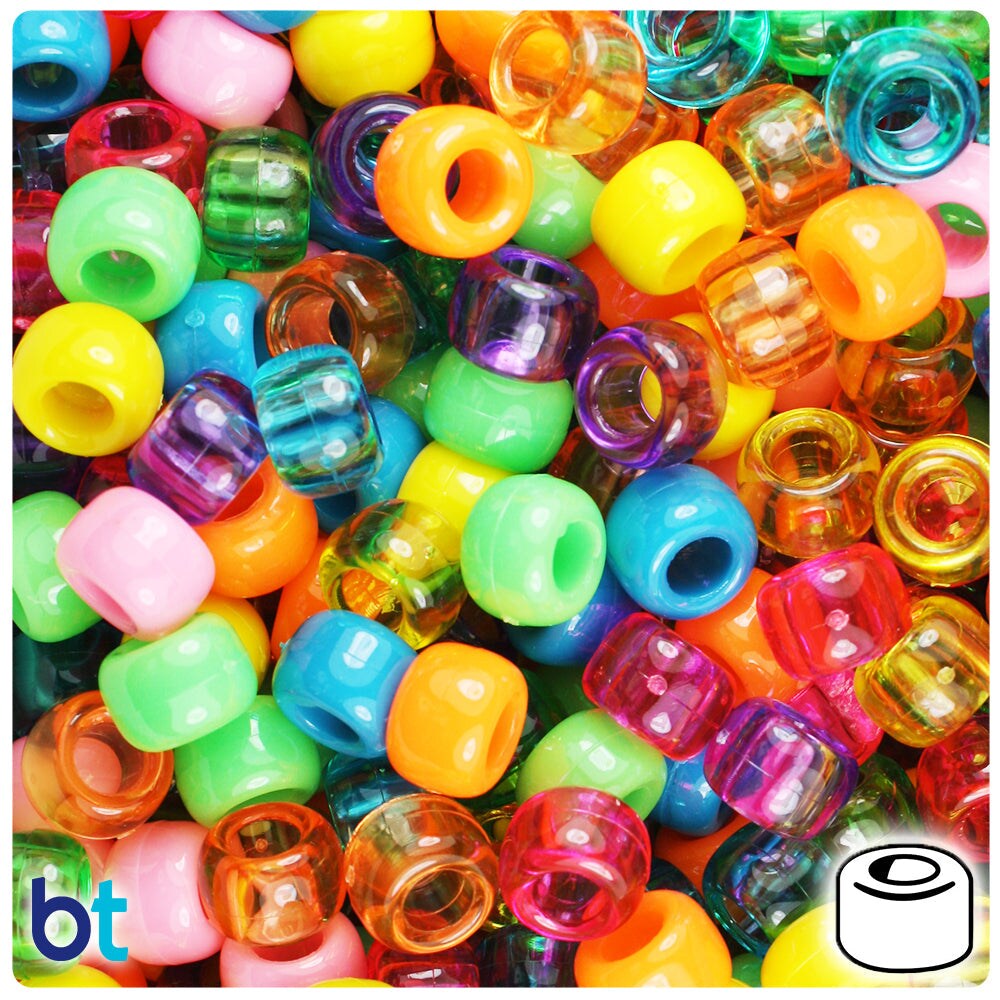 BeadTin Party Time Mix 9mm Barrel Plastic Pony Beads (500pcs) | Michaels