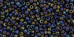 Toho 11/0 Round Japanese Seed Bead, #2642F, Semi-Glazed Rainbow Black ...